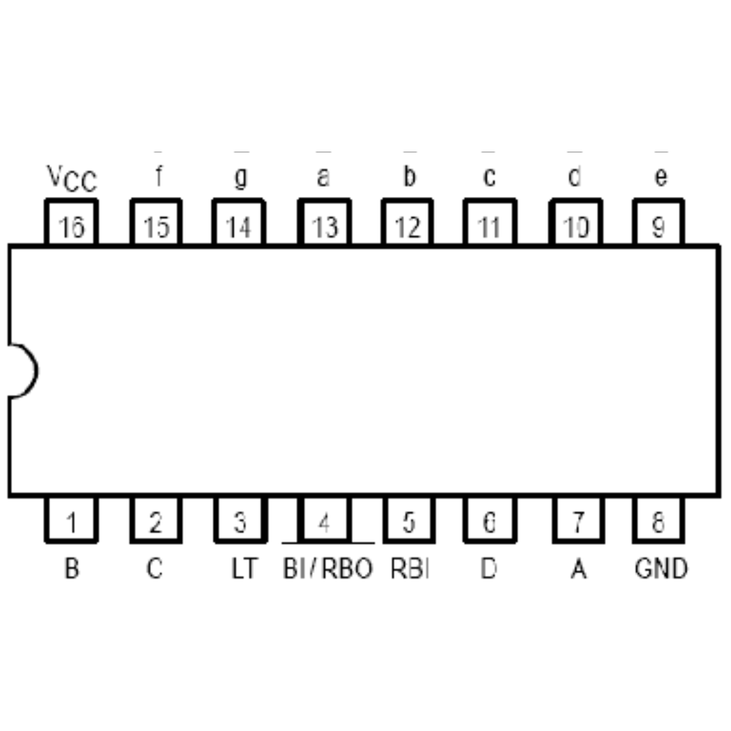 74LS47 Compuerta Decodificador BCD a 7 Segmentos | Unitronic 74LS47 Compuerta Decodificador BCD a 7 Segmentos | Unitronic